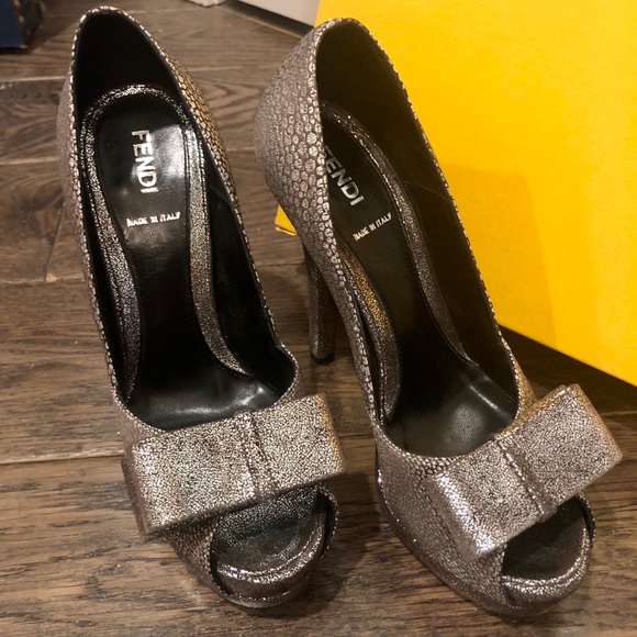Fendi | Shoes | Fendi Glittering Peep Toe Evening Shoes | Poshmark
